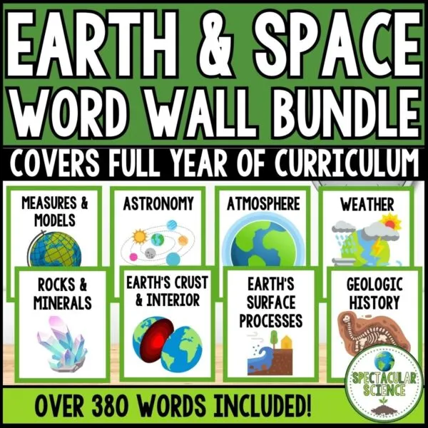Earth And Space Science Vocabulary Word Wall Card Complete Set ...