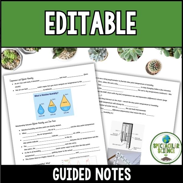 Dew Point & Relative Humidity Presentation & Guided Notes | Spectacular ...