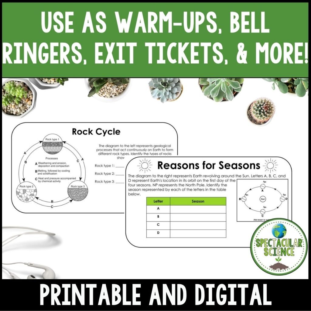 Earth And Space Science Task Cards | Warm-Ups | Exit Slips Complete Set ...