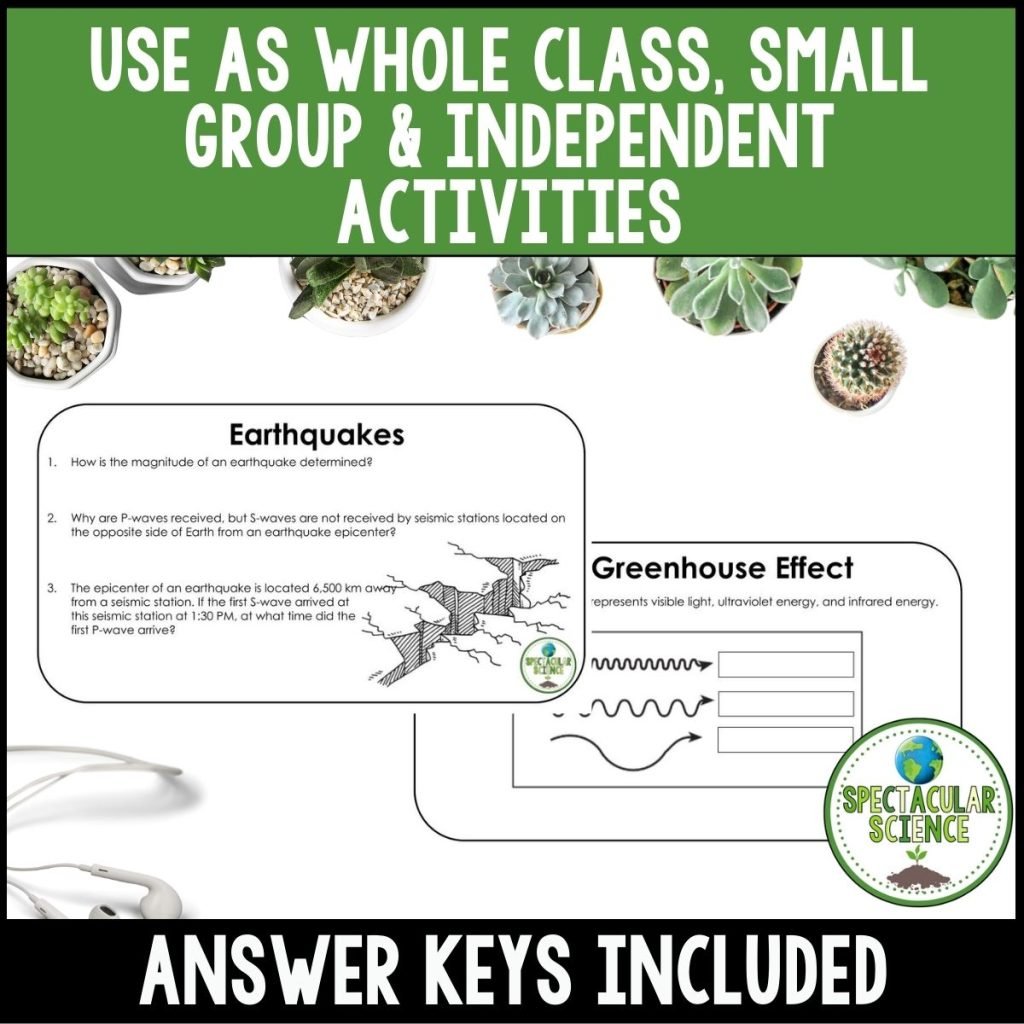 Earth And Space Science Task Cards | Warm-Ups | Exit Slips Complete Set ...