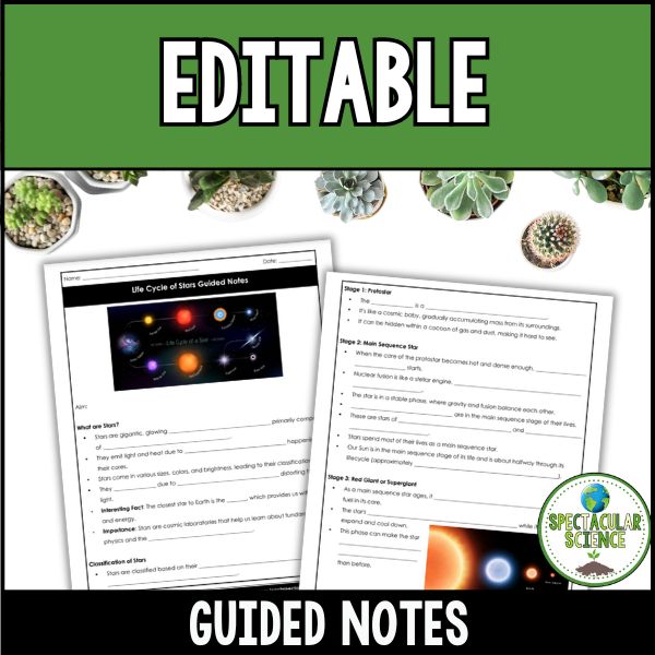 Life Cycle Of Stars Presentation & Guided Notes | Spectacular Science