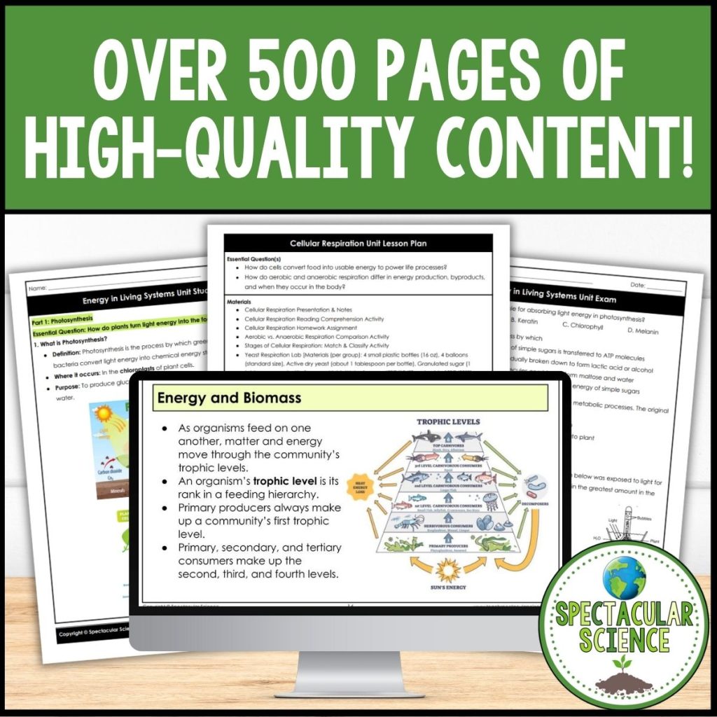 Energy In Living Systems Unit Bundle | Spectacular Science