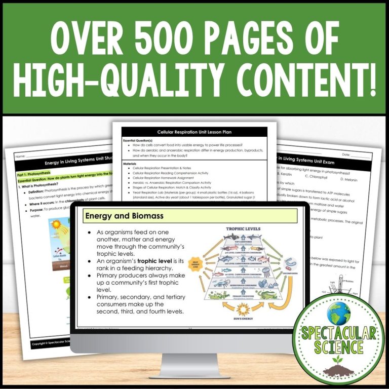 Energy In Living Systems Unit Bundle - Photosynthesis, Cellular ...