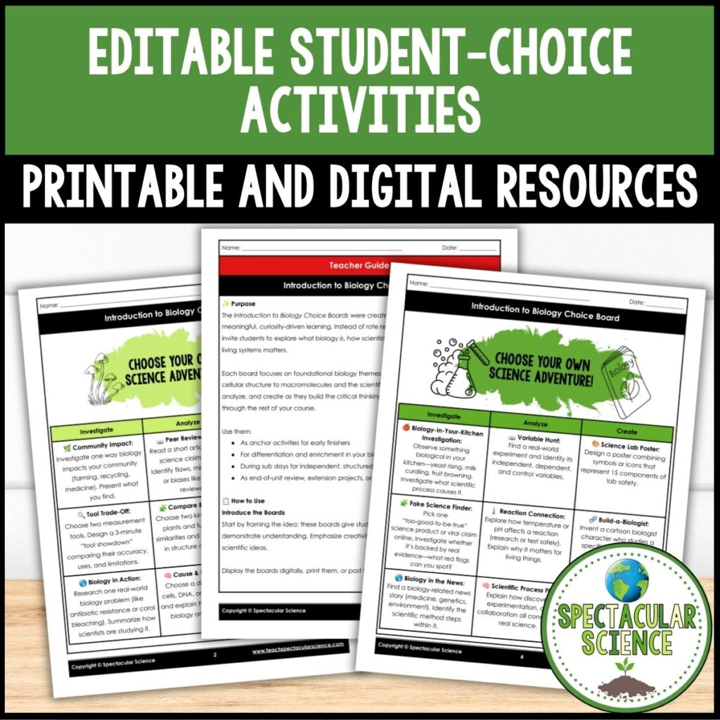 Biology Full Year Choice Board Bundle