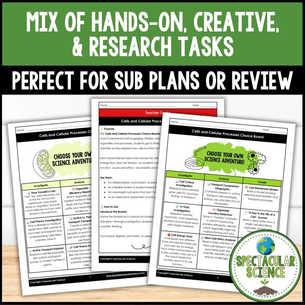 Biology Full Year Choice Board Bundle - Human Body, Cells, Genetics ...