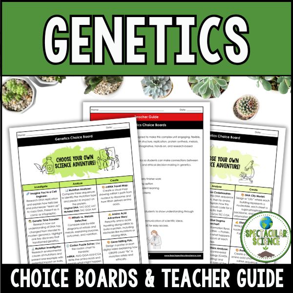 Genetics Choice Boards Student Activity Worksheets | Spectacular Science