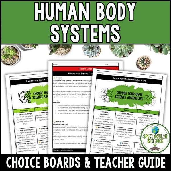 Human Body Systems Student Choice Boards | Spectacular Science