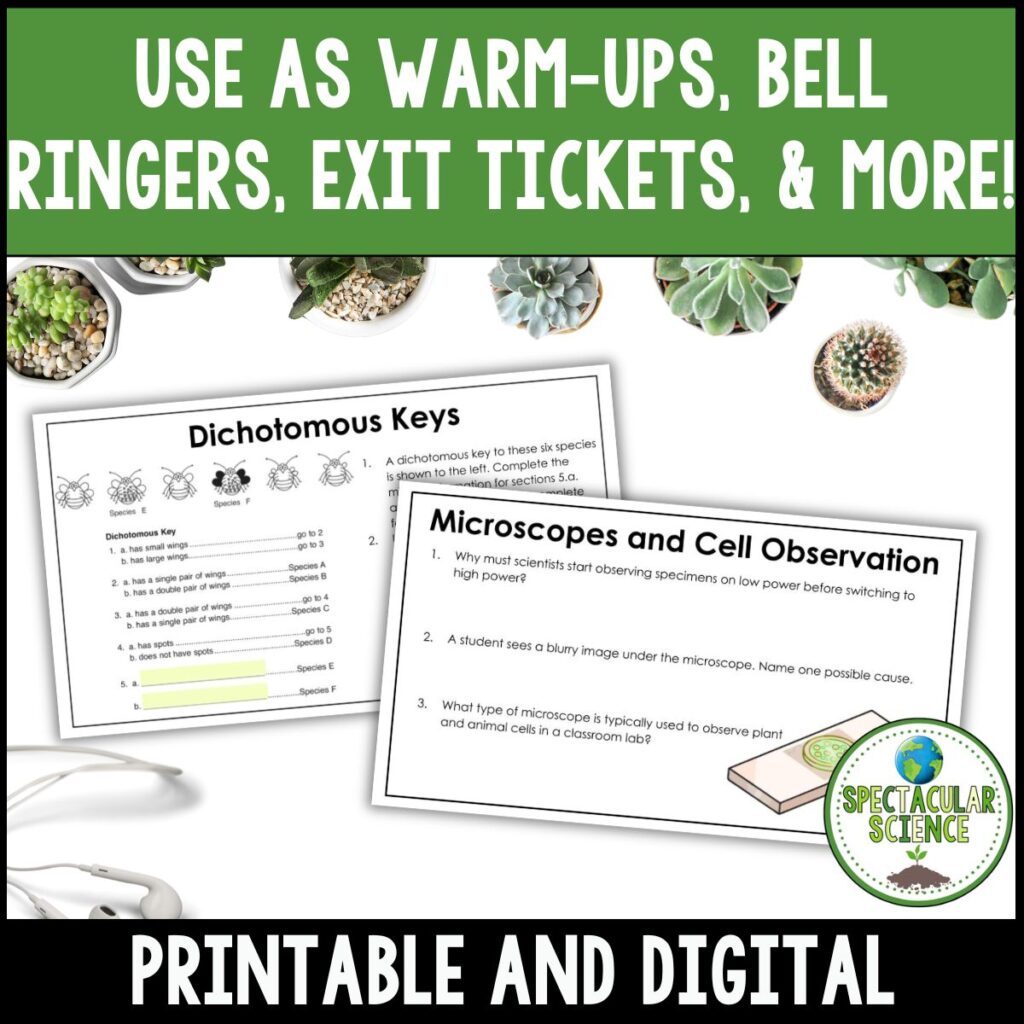 Biology Task Cards - Warm Ups, Exit Tickets