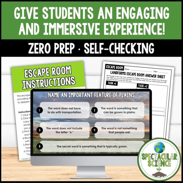 Earth And Space Science Digital Escape Room Bundle - Landforms, Moon ...
